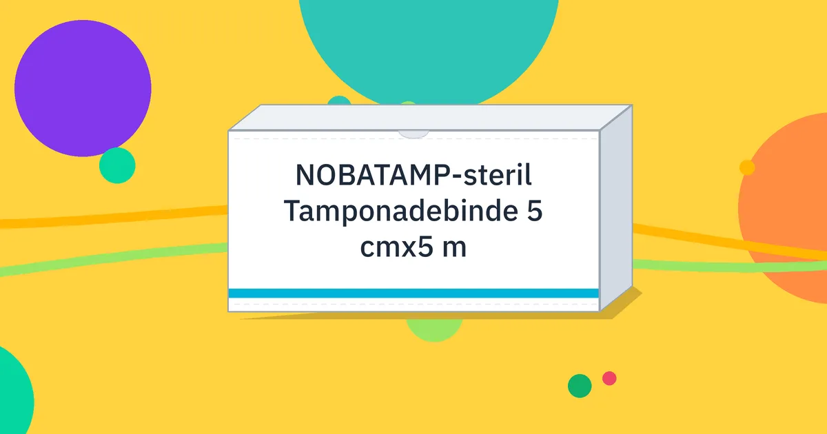 Symbolbild: Packung mit der Aufschrift NOBATAMP-steril Tamponadebinde 5 cmx5 m (PZN 00032862) – Verfügbarkeit und Bezug in Apotheken in Frankfurt am Main