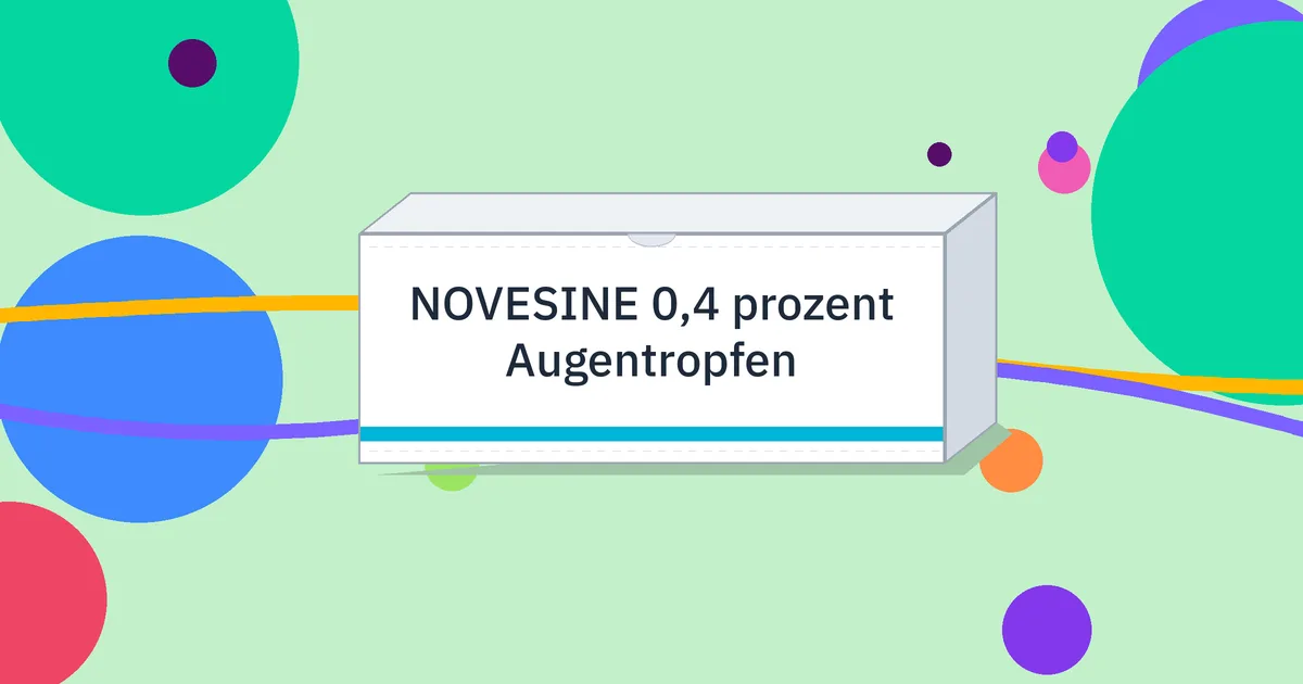 Symbolbild: Packung mit der Aufschrift NOVESINE 0,4 prozent Augentropfen (PZN 03639501) – Verfügbarkeit und Bezug in Apotheken in Frankfurt am Main