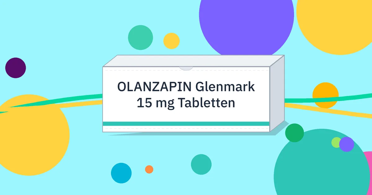 Symbolbild: Packung mit der Aufschrift OLANZAPIN Glenmark 15 mg Tabletten (PZN 11130668) – Verfügbarkeit und Bezug in Apotheken in Frankfurt am Main