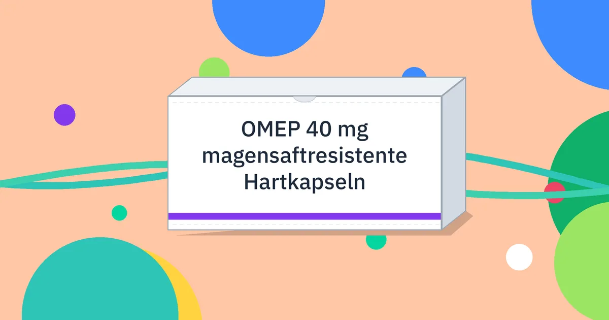 Symbolbild: Packung mit der Aufschrift OMEP 40 mg magensaftresistente Hartkapseln (PZN 01406715) – Verfügbarkeit und Bezug in Apotheken in Frankfurt am Main
