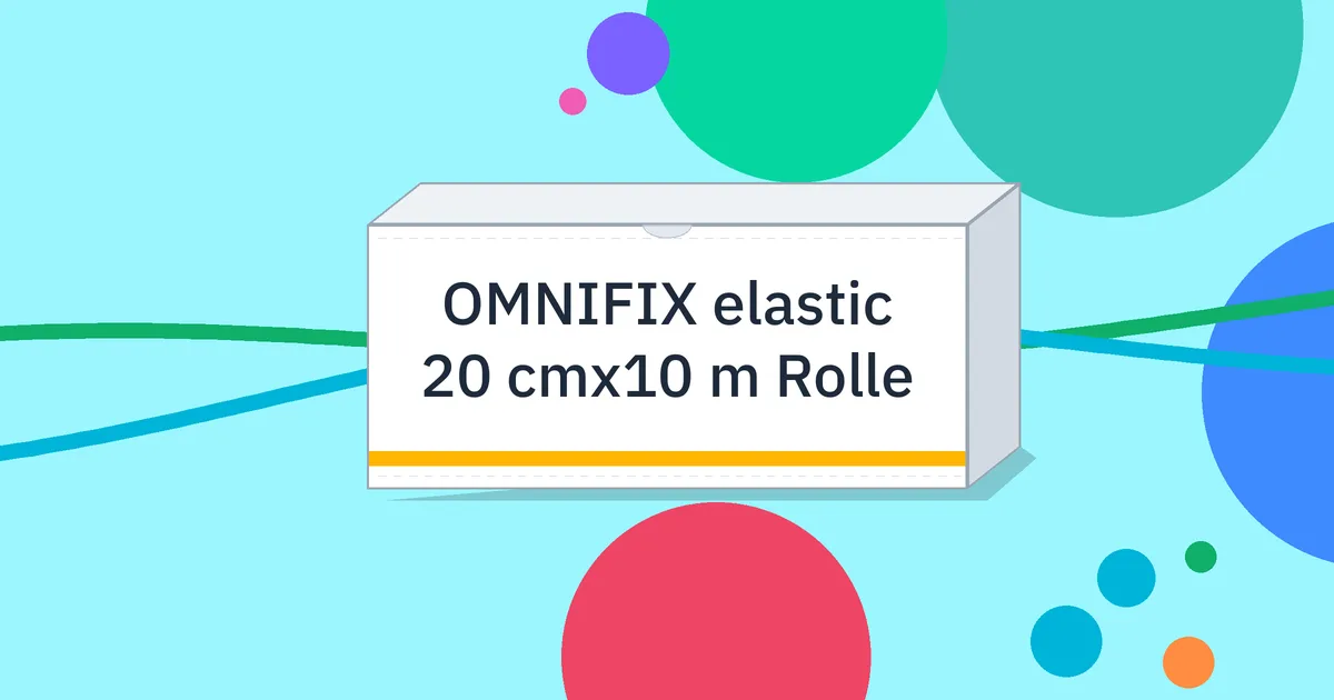 Symbolbild: Packung mit der Aufschrift OMNIFIX elastic 20 cmx10 m Rolle (PZN 18716259) – Verfügbarkeit und Bezug in Apotheken in Frankfurt am Main