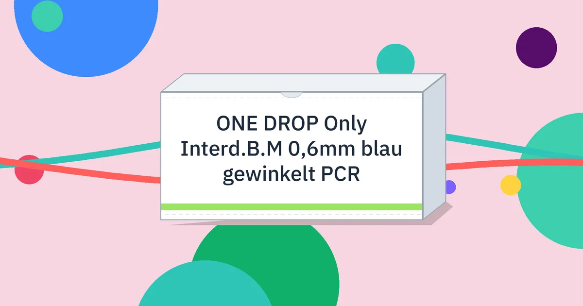 Symbolbild: Packung mit der Aufschrift ONE DROP Only Interd.B.M 0,6mm blau gewinkelt PCR (PZN 19800938) – Verfügbarkeit und Bezug in Apotheken in Frankfurt am Main