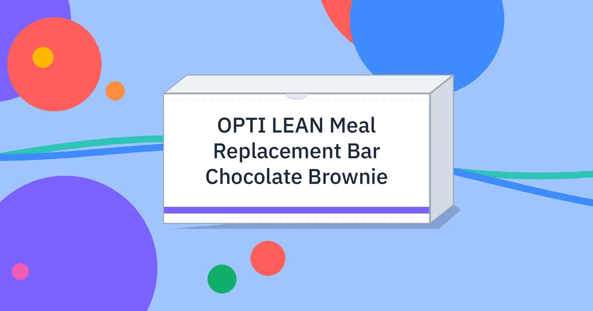 Symbolbild: Packung mit der Aufschrift OPTI LEAN Meal Replacement Bar Chocolate Brownie (PZN 13585054) – Verfügbarkeit und Bezug in Apotheken in Frankfurt am Main