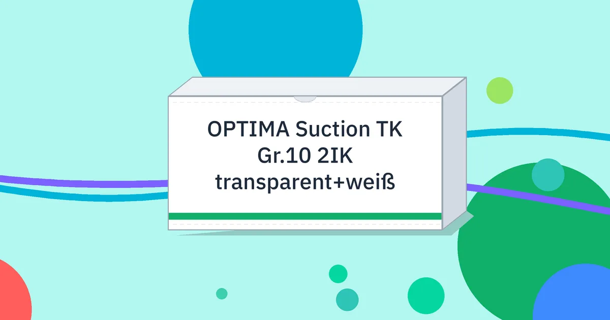 Symbolbild: Packung mit der Aufschrift OPTIMA Suction TK Gr.10 2IK transparent+weiß (PZN 10287959) – Verfügbarkeit und Bezug in Apotheken in Frankfurt am Main