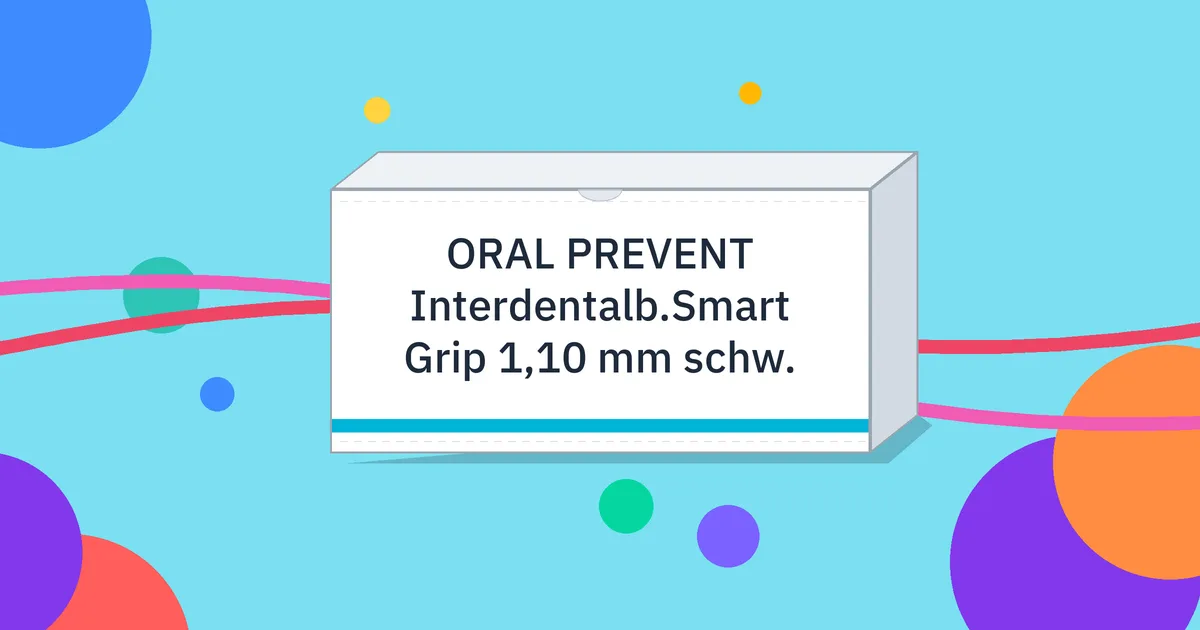 Symbolbild: Packung mit der Aufschrift ORAL PREVENT Interdentalb.Smart Grip 1,10 mm schw. (PZN 10216600) – Verfügbarkeit und Bezug in Apotheken in Frankfurt am Main