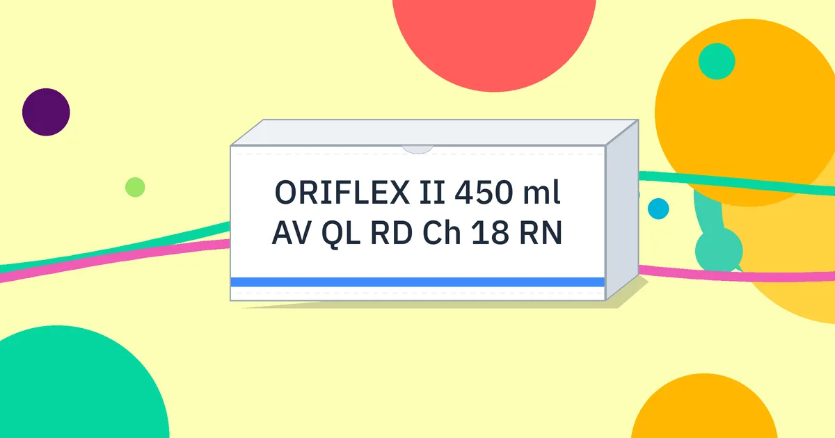 Symbolbild: Packung mit der Aufschrift ORIFLEX II 450 ml AV QL RD Ch 18 RN (PZN 17485177) – Verfügbarkeit und Bezug in Apotheken in Frankfurt am Main