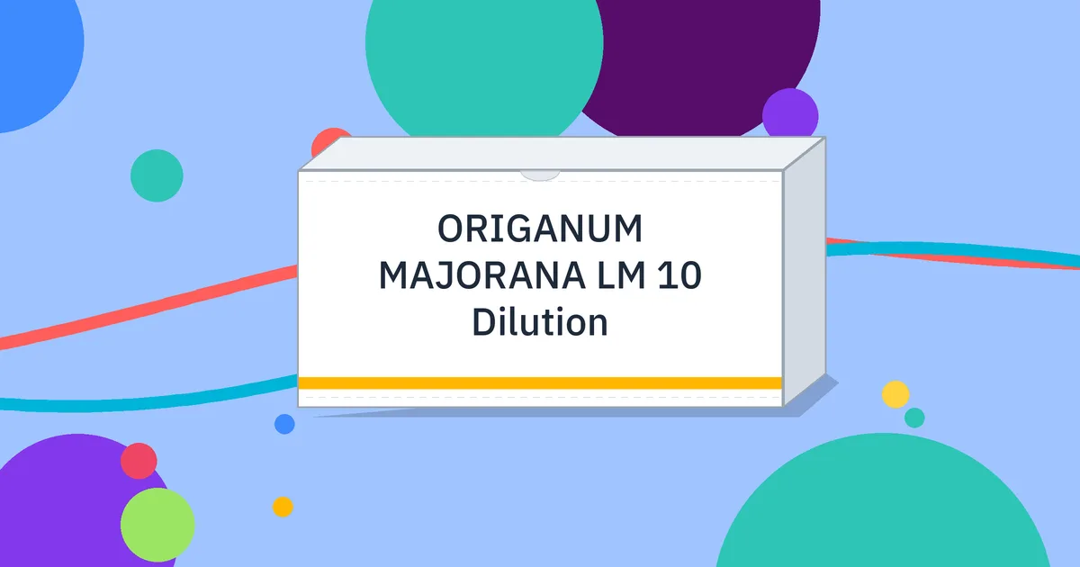 Symbolbild: Packung mit der Aufschrift ORIGANUM MAJORANA LM 10 Dilution (PZN 12972553) – Verfügbarkeit und Bezug in Apotheken in Frankfurt am Main