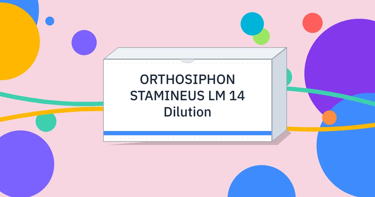 Symbolbild: Packung mit der Aufschrift ORTHOSIPHON STAMINEUS LM 14 Dilution (PZN 13628042) – Verfügbarkeit und Bezug in Apotheken in Frankfurt am Main