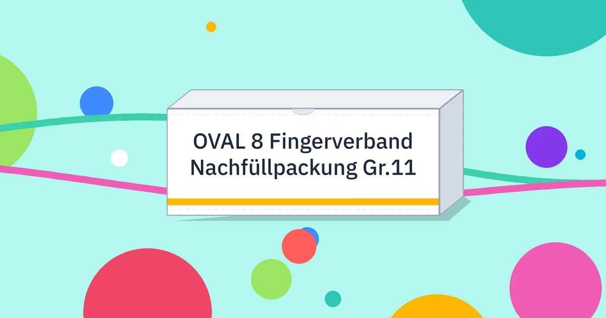 Symbolbild: Packung mit der Aufschrift OVAL 8 Fingerverband Nachfüllpackung Gr.11 (PZN 06711274) – Verfügbarkeit und Bezug in Apotheken in Frankfurt am Main