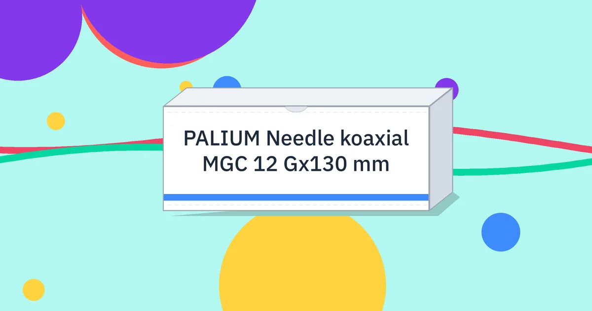 Symbolbild: Packung mit der Aufschrift PALIUM Needle koaxial MGC 12 Gx130 mm (PZN 19734294) – Verfügbarkeit und Bezug in Apotheken in Frankfurt am Main