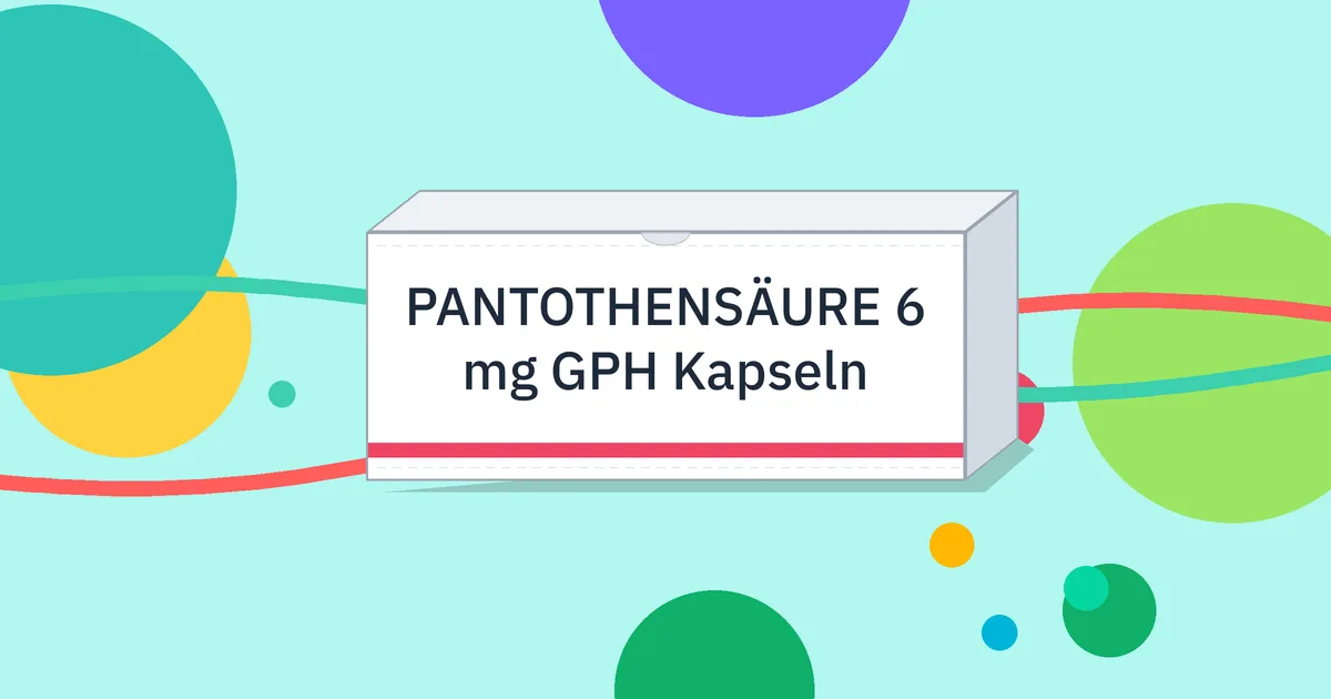Symbolbild: Packung mit der Aufschrift PANTOTHENSÄURE 6 mg GPH Kapseln (PZN 00843721) – Verfügbarkeit und Bezug in Apotheken in Frankfurt am Main