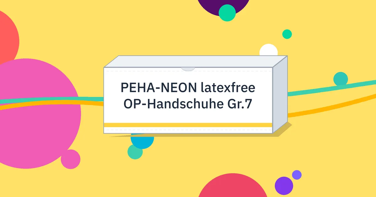 Symbolbild: Packung mit der Aufschrift PEHA-NEON latexfree OP-Handschuhe Gr.7 (PZN 10387201) – Verfügbarkeit und Bezug in Apotheken in Frankfurt am Main