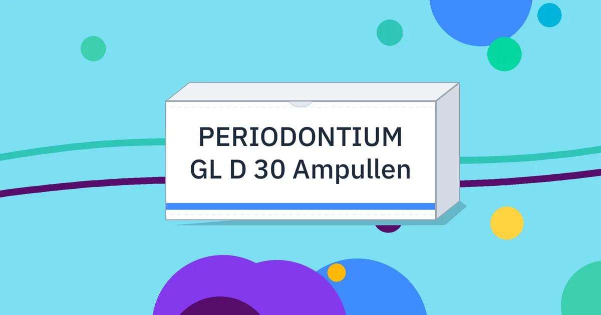 Symbolbild: Packung mit der Aufschrift PERIODONTIUM GL D 30 Ampullen (PZN 02947146) – Verfügbarkeit und Bezug in Apotheken in Frankfurt am Main