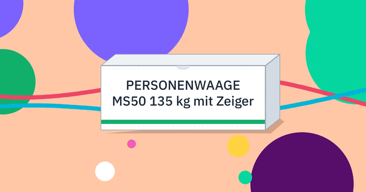 Symbolbild: Packung mit der Aufschrift PERSONENWAAGE MS50 135 kg mit Zeiger (PZN 06812124) – Verfügbarkeit und Bezug in Apotheken in Frankfurt am Main