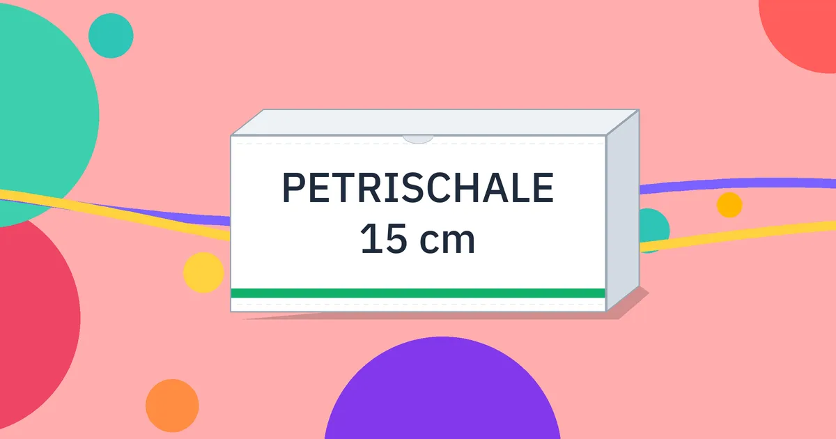 Symbolbild: Packung mit der Aufschrift PETRISCHALE 15 cm (PZN 01967603) – Verfügbarkeit und Bezug in Apotheken in Frankfurt am Main