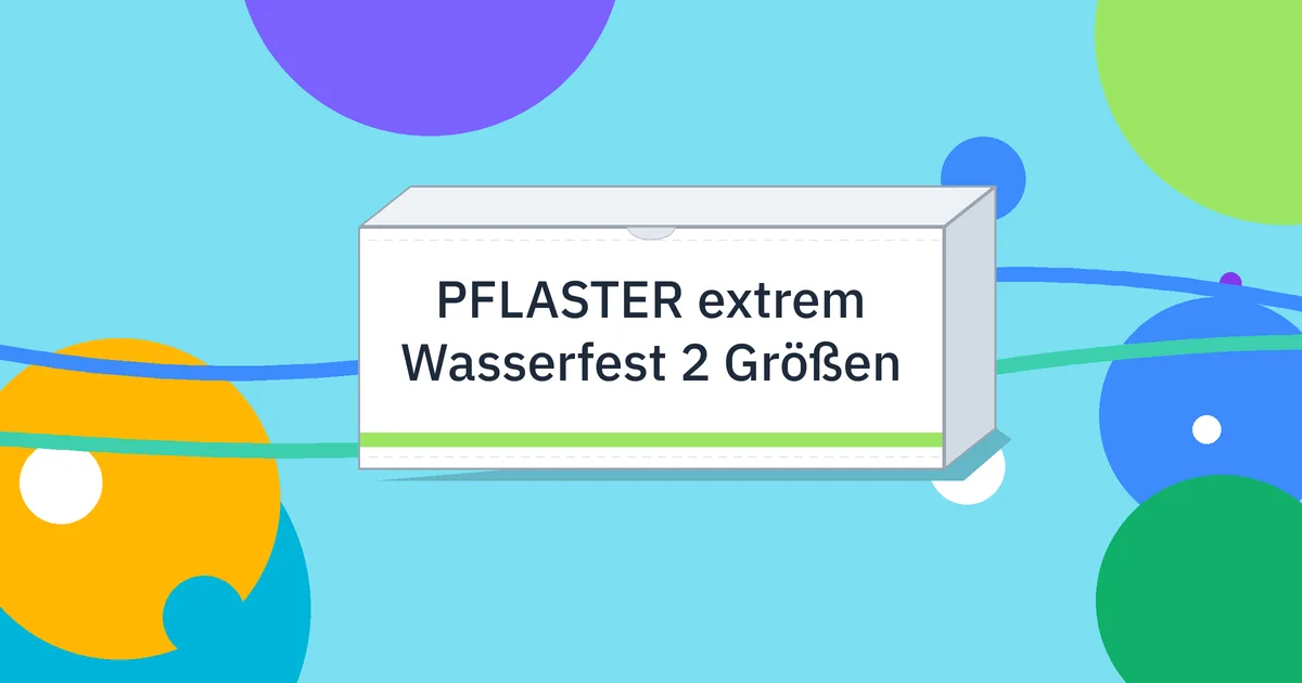 Symbolbild: Packung mit der Aufschrift PFLASTER extrem Wasserfest 2 Größen (PZN 01114852) – Verfügbarkeit und Bezug in Apotheken in Frankfurt am Main