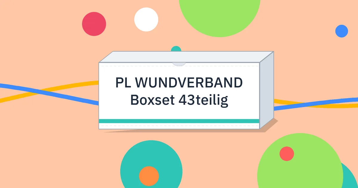 Symbolbild: Packung mit der Aufschrift PL WUNDVERBAND Boxset 43teilig (PZN 20005933) – Verfügbarkeit und Bezug in Apotheken in Frankfurt am Main