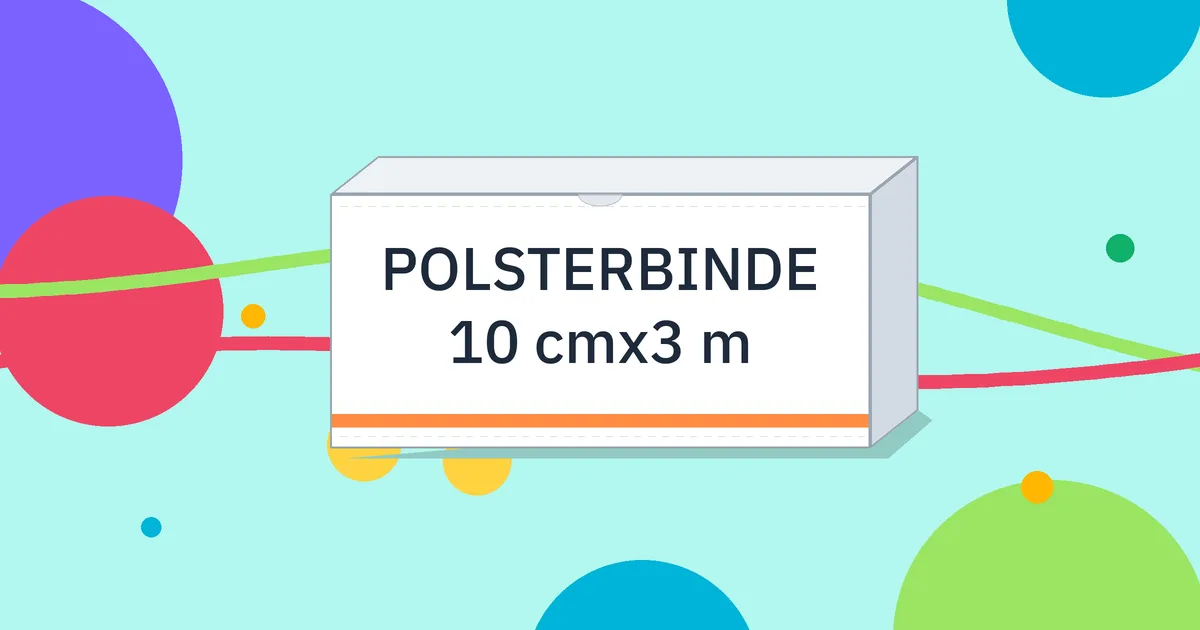 Symbolbild: Packung mit der Aufschrift POLSTERBINDE 10 cmx3 m (PZN 13503004) – Verfügbarkeit und Bezug in Apotheken in Frankfurt am Main