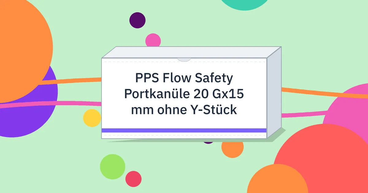 Symbolbild: Packung mit der Aufschrift PPS Flow Safety Portkanüle 20 Gx15 mm ohne Y-Stück (PZN 10073773) – Verfügbarkeit und Bezug in Apotheken in Frankfurt am Main
