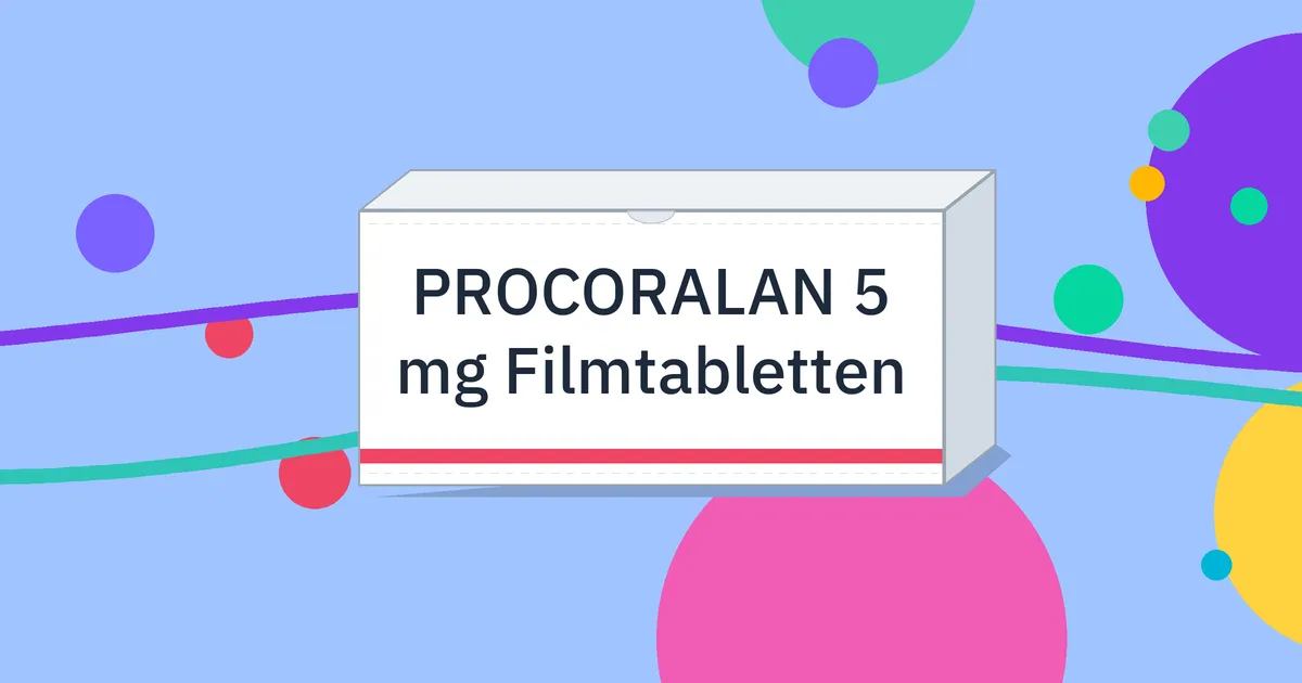 Symbolbild: Packung mit der Aufschrift PROCORALAN 5 mg Filmtabletten (PZN 02256778) – Verfügbarkeit und Bezug in Apotheken in Frankfurt am Main
