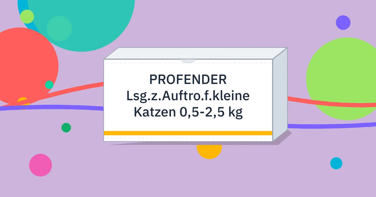 Symbolbild: Packung mit der Aufschrift PROFENDER Lsg.z.Auftro.f.kleine Katzen 0,5-2,5 kg (PZN 04170584) – Verfügbarkeit und Bezug in Apotheken in Frankfurt am Main