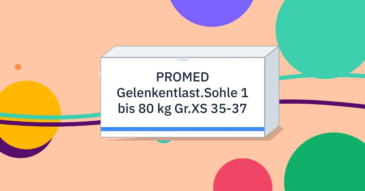 Symbolbild: Packung mit der Aufschrift PROMED Gelenkentlast.Sohle 1 bis 80 kg Gr.XS 35-37 (PZN 07300142) – Verfügbarkeit und Bezug in Apotheken in Frankfurt am Main