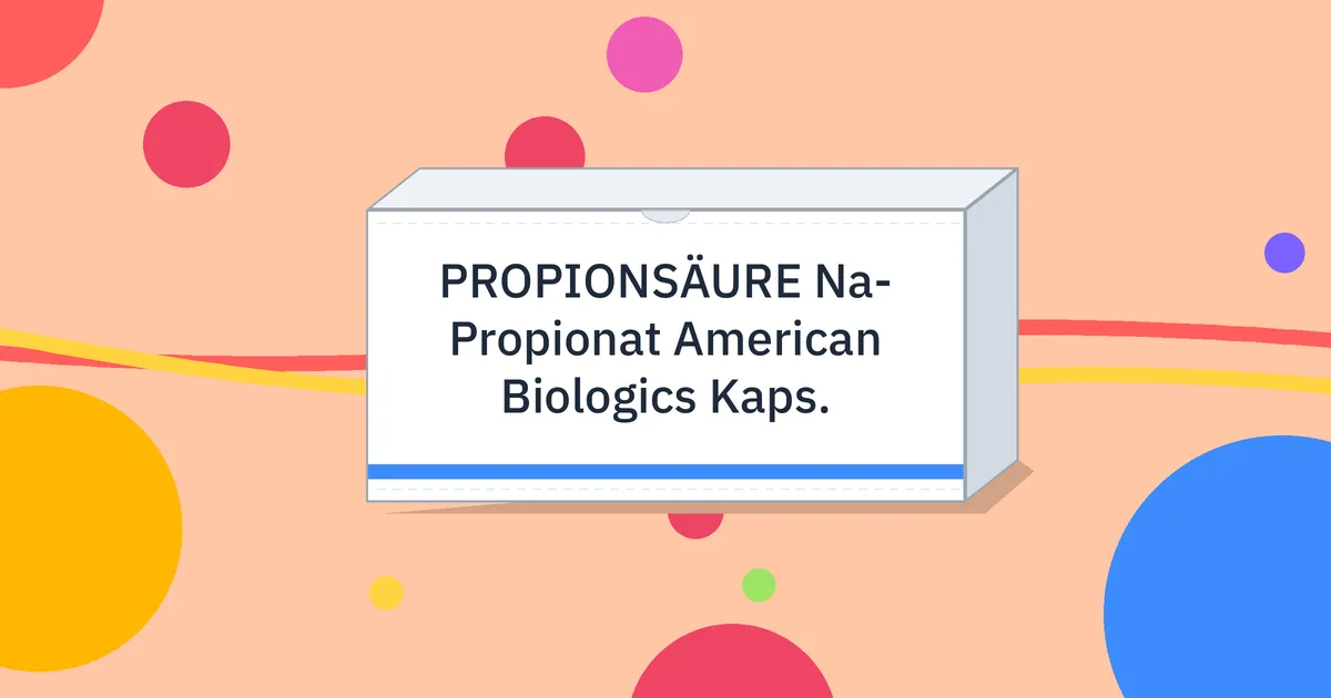 Symbolbild: Packung mit der Aufschrift PROPIONSÄURE Na-Propionat American Biologics Kaps. (PZN 16863329) – Verfügbarkeit und Bezug in Apotheken in Frankfurt am Main
