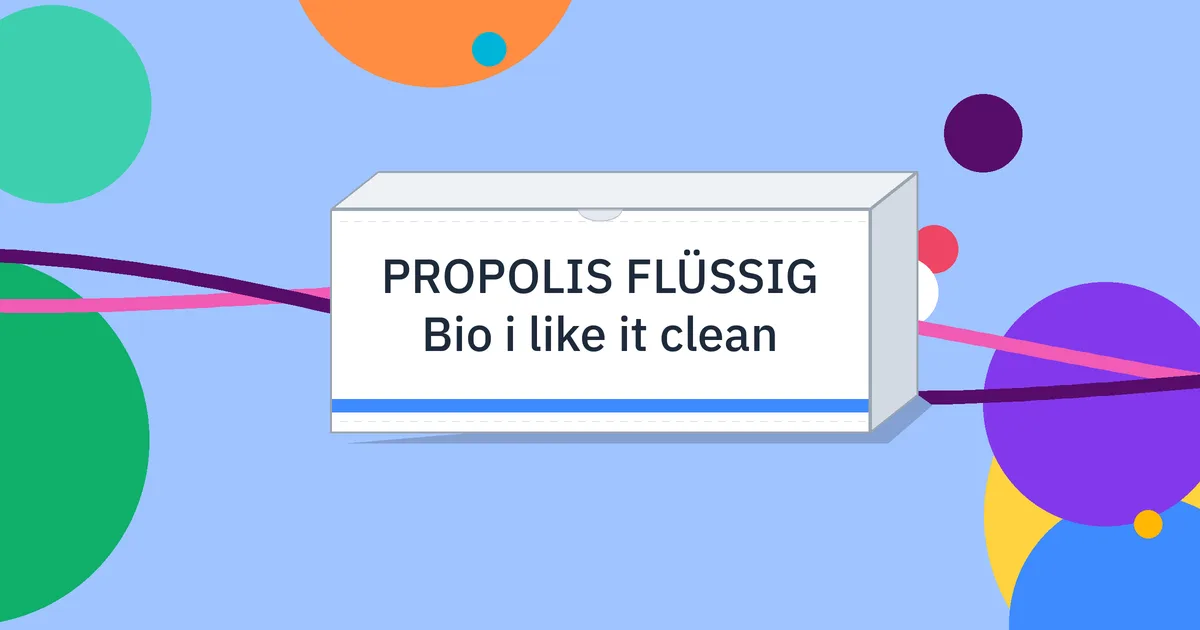 Symbolbild: Packung mit der Aufschrift PROPOLIS FLÜSSIG Bio i like it clean (PZN 20019220) – Verfügbarkeit und Bezug in Apotheken in Frankfurt am Main