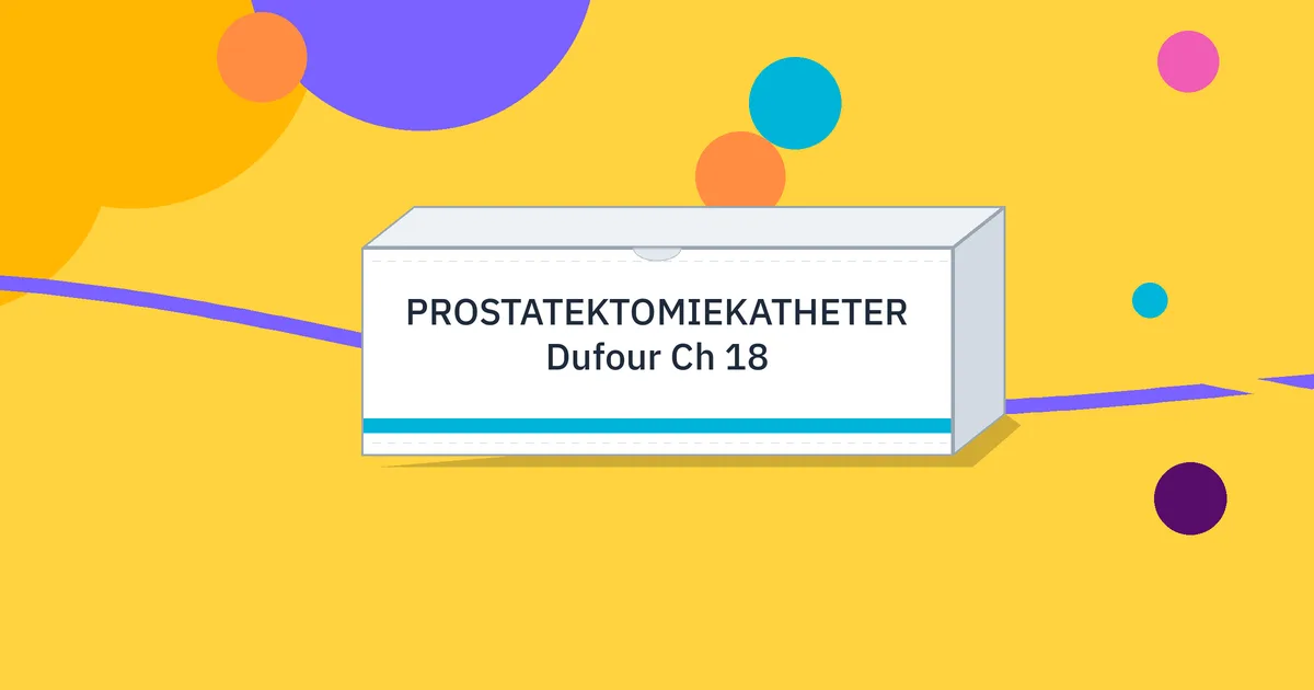 Symbolbild: Packung mit der Aufschrift PROSTATEKTOMIEKATHETER Dufour Ch 18 (PZN 07573176) – Verfügbarkeit und Bezug in Apotheken in Frankfurt am Main