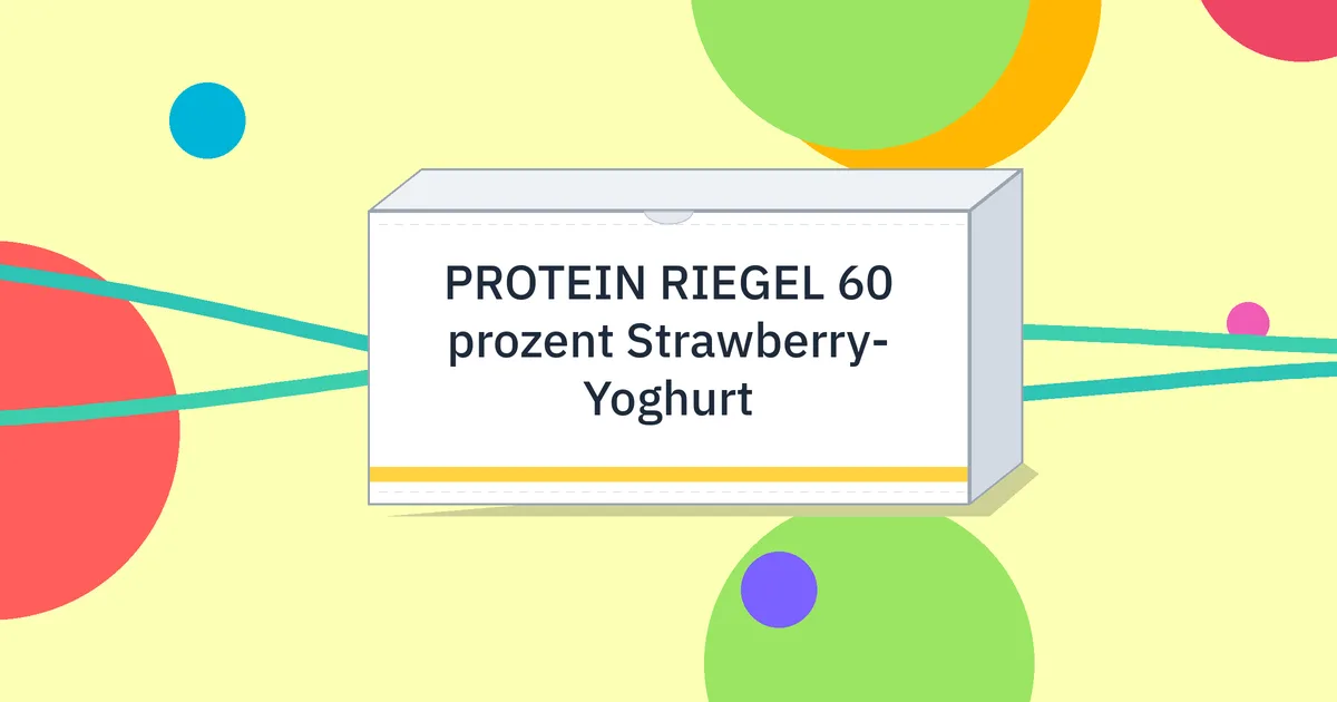 Symbolbild: Packung mit der Aufschrift PROTEIN RIEGEL 60 prozent Strawberry-Yoghurt (PZN 18759725) – Verfügbarkeit und Bezug in Apotheken in Frankfurt am Main