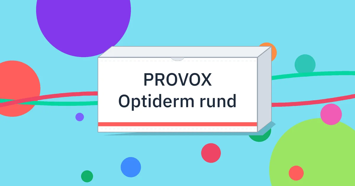 Symbolbild: Packung mit der Aufschrift PROVOX Optiderm rund (PZN 08729999) – Verfügbarkeit und Bezug in Apotheken in Frankfurt am Main