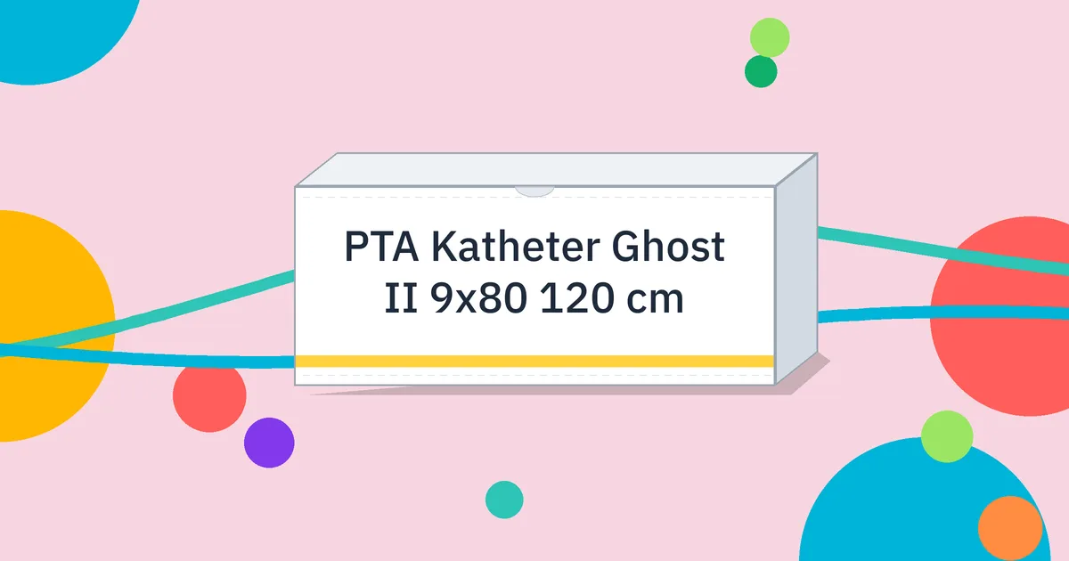 Symbolbild: Packung mit der Aufschrift PTA Katheter Ghost II 9x80 120 cm (PZN 00111811) – Verfügbarkeit und Bezug in Apotheken in Frankfurt am Main