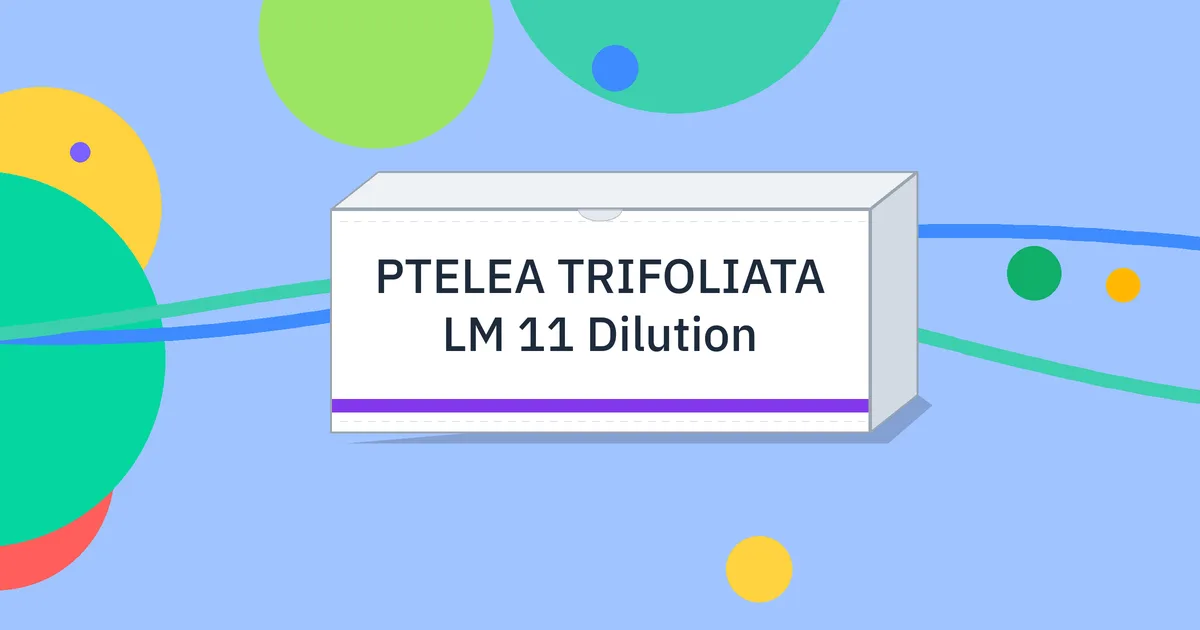 Symbolbild: Packung mit der Aufschrift PTELEA TRIFOLIATA LM 11 Dilution (PZN 13670328) – Verfügbarkeit und Bezug in Apotheken in Frankfurt am Main