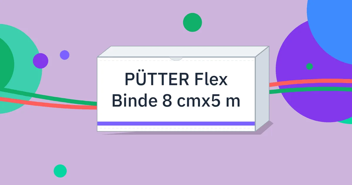 Symbolbild: Packung mit der Aufschrift PÜTTER Flex Binde 8 cmx5 m (PZN 08402531) – Verfügbarkeit und Bezug in Apotheken in Frankfurt am Main