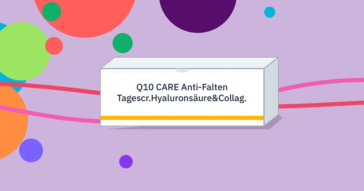 Symbolbild: Packung mit der Aufschrift Q10 CARE Anti-Falten Tagescr.Hyaluronsäure&Collag. (PZN 19961328) – Verfügbarkeit und Bezug in Apotheken in Frankfurt am Main
