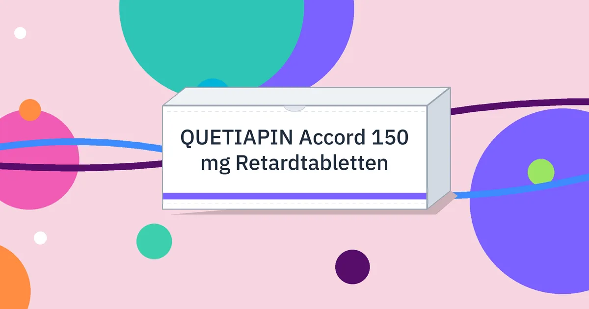 Symbolbild: Packung mit der Aufschrift QUETIAPIN Accord 150 mg Retardtabletten (PZN 15379034) – Verfügbarkeit und Bezug in Apotheken in Frankfurt am Main