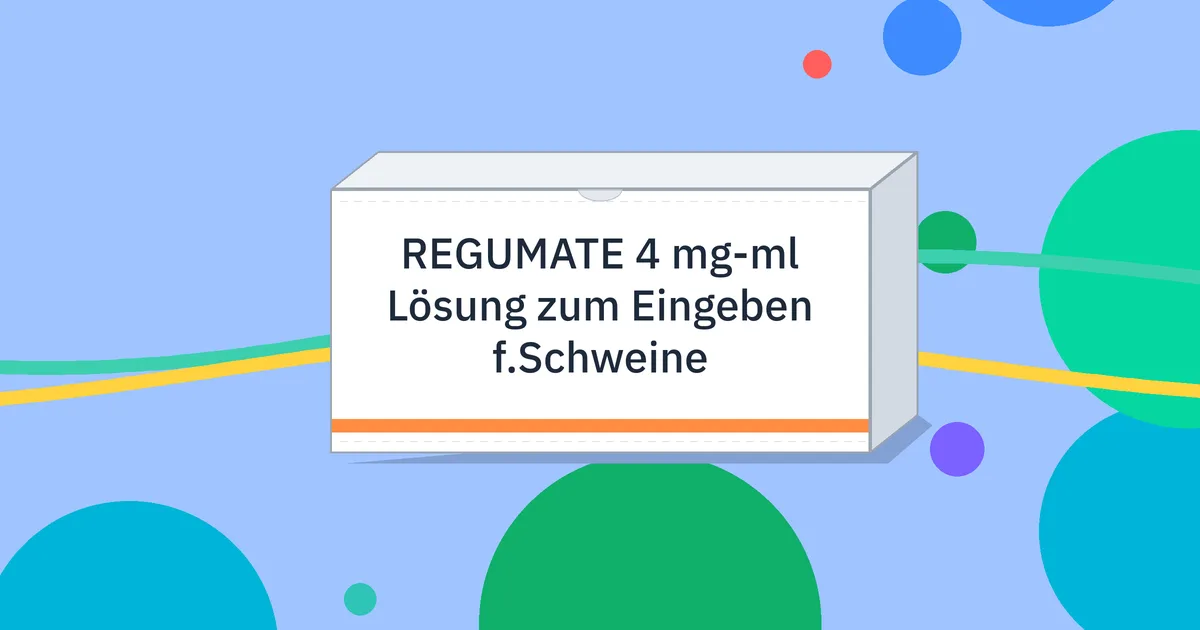 Symbolbild: Packung mit der Aufschrift REGUMATE 4 mg-ml Lösung zum Eingeben f.Schweine (PZN 09706121) – Verfügbarkeit und Bezug in Apotheken in Frankfurt am Main