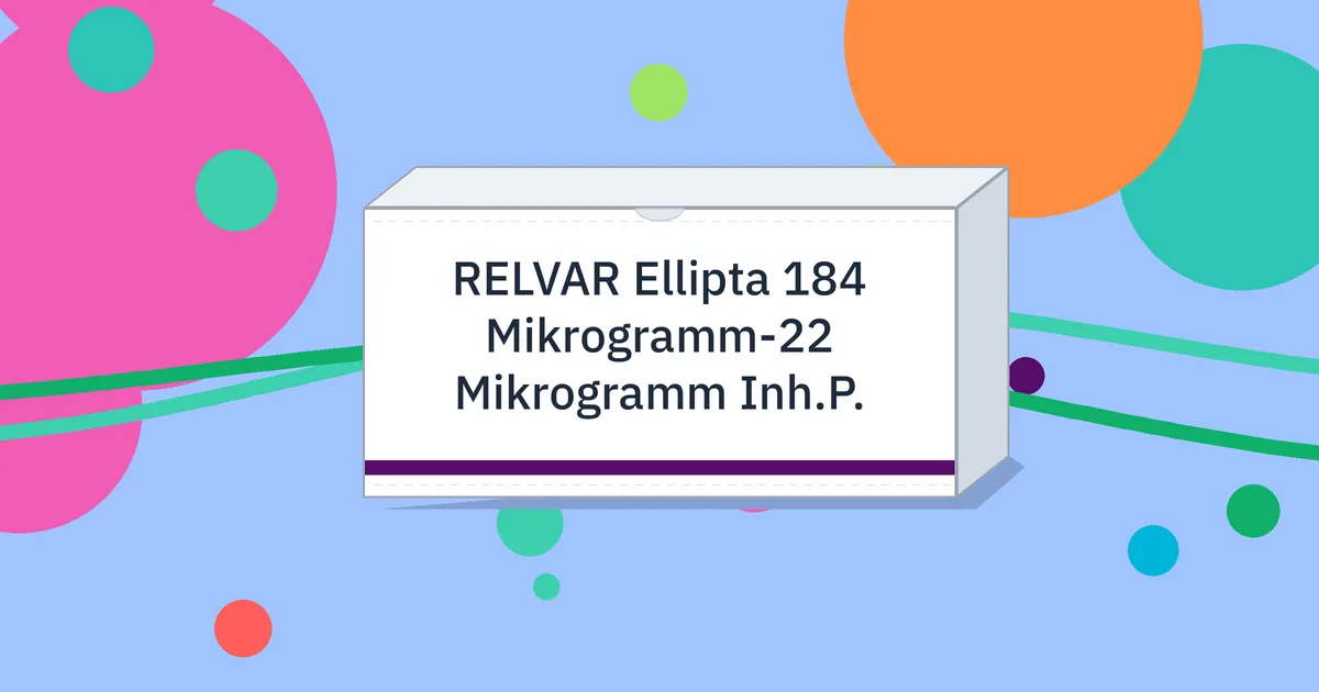 Symbolbild: Packung mit der Aufschrift RELVAR Ellipta 184 Mikrogramm-22 Mikrogramm Inh.P. (PZN 18487356) – Verfügbarkeit und Bezug in Apotheken in Frankfurt am Main