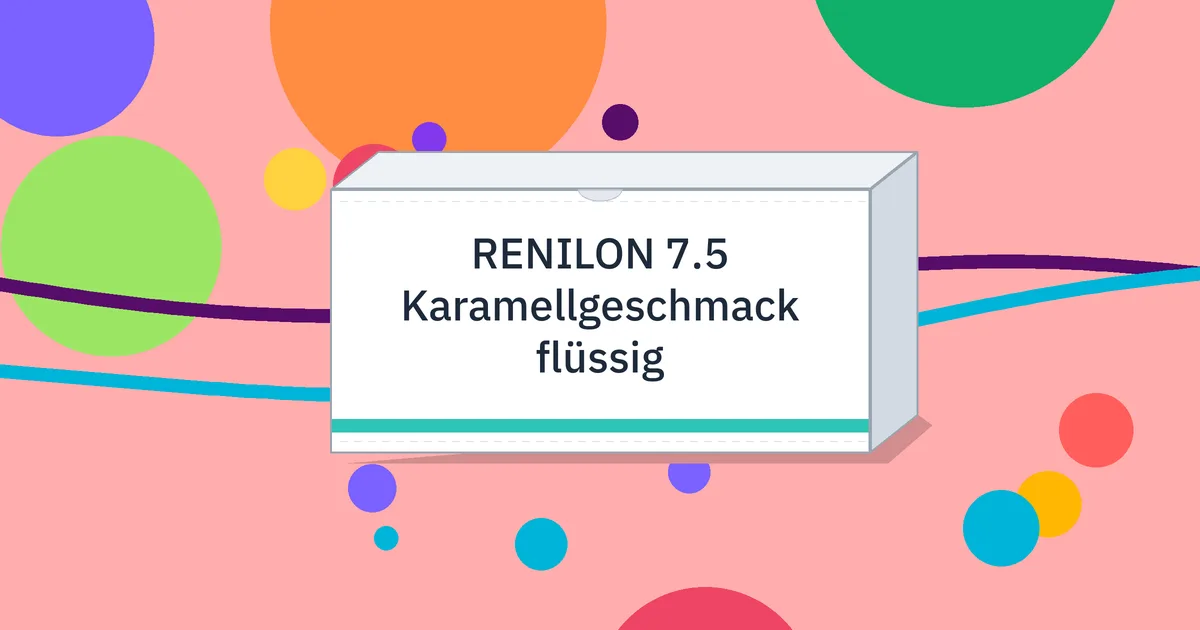Symbolbild: Packung mit der Aufschrift RENILON 7.5 Karamellgeschmack flüssig (PZN 20657363) – Verfügbarkeit und Bezug in Apotheken in Frankfurt am Main