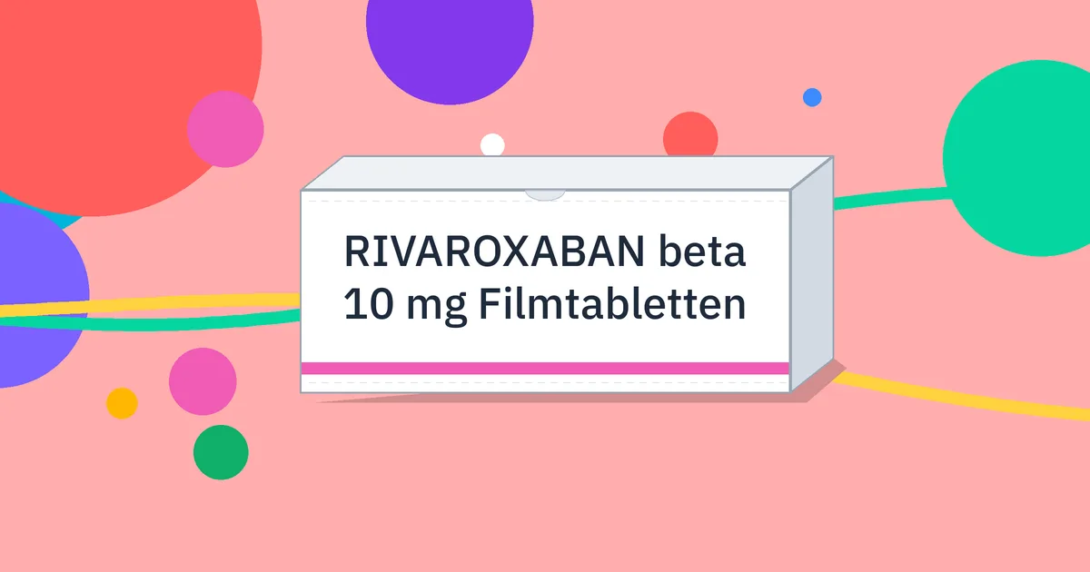 Symbolbild: Packung mit der Aufschrift RIVAROXABAN beta 10 mg Filmtabletten (PZN 18808062) – Verfügbarkeit und Bezug in Apotheken in Frankfurt am Main