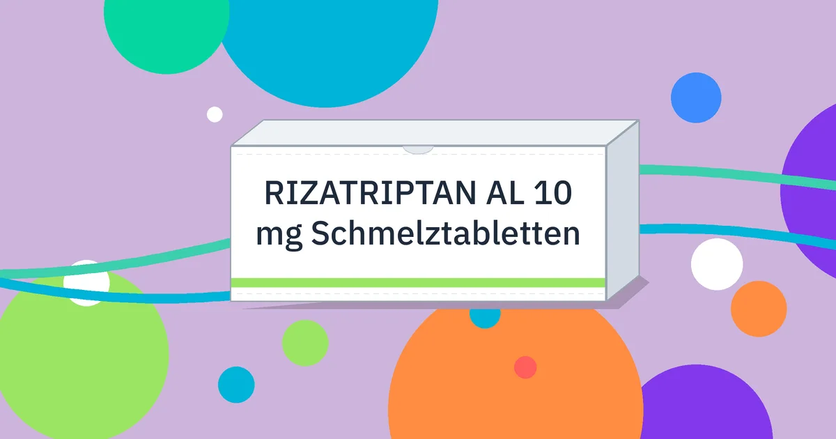 Symbolbild: Packung mit der Aufschrift RIZATRIPTAN AL 10 mg Schmelztabletten (PZN 01495452) – Verfügbarkeit und Bezug in Apotheken in Frankfurt am Main