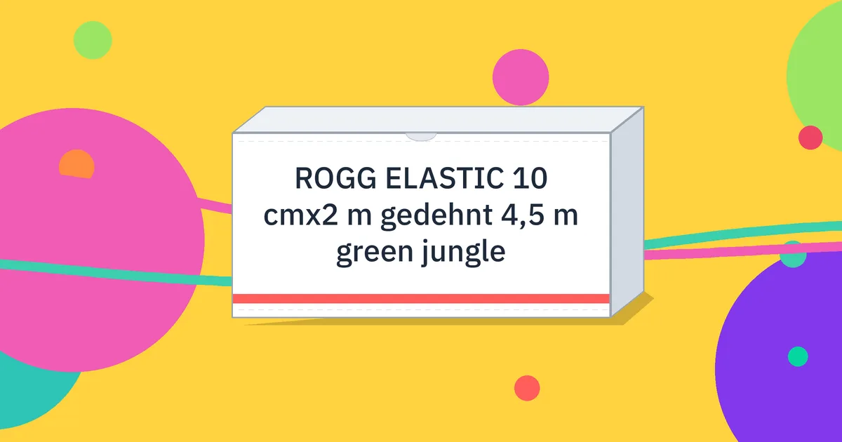 Symbolbild: Packung mit der Aufschrift ROGG ELASTIC 10 cmx2 m gedehnt 4,5 m green jungle (PZN 15301279) – Verfügbarkeit und Bezug in Apotheken in Frankfurt am Main