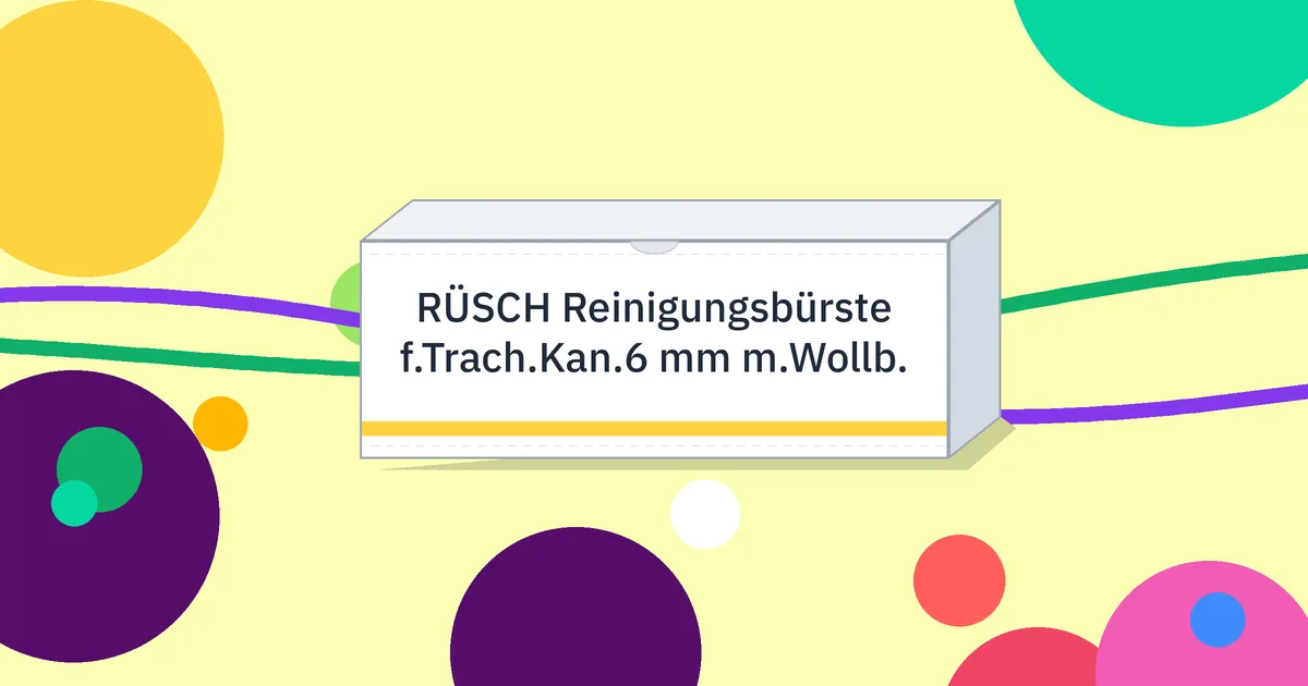 Symbolbild: Packung mit der Aufschrift RÜSCH Reinigungsbürste f.Trach.Kan.6 mm m.Wollb. (PZN 01570544) – Verfügbarkeit und Bezug in Apotheken in Frankfurt am Main