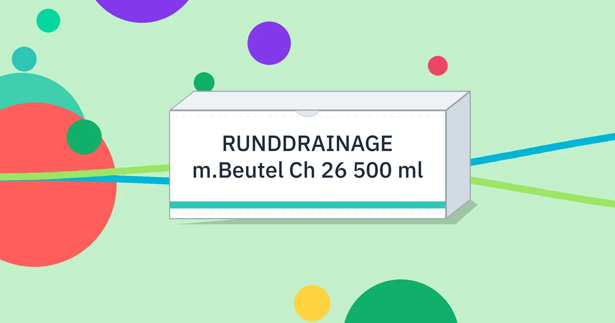 Symbolbild: Packung mit der Aufschrift RUNDDRAINAGE m.Beutel Ch 26 500 ml (PZN 10327274) – Verfügbarkeit und Bezug in Apotheken in Frankfurt am Main