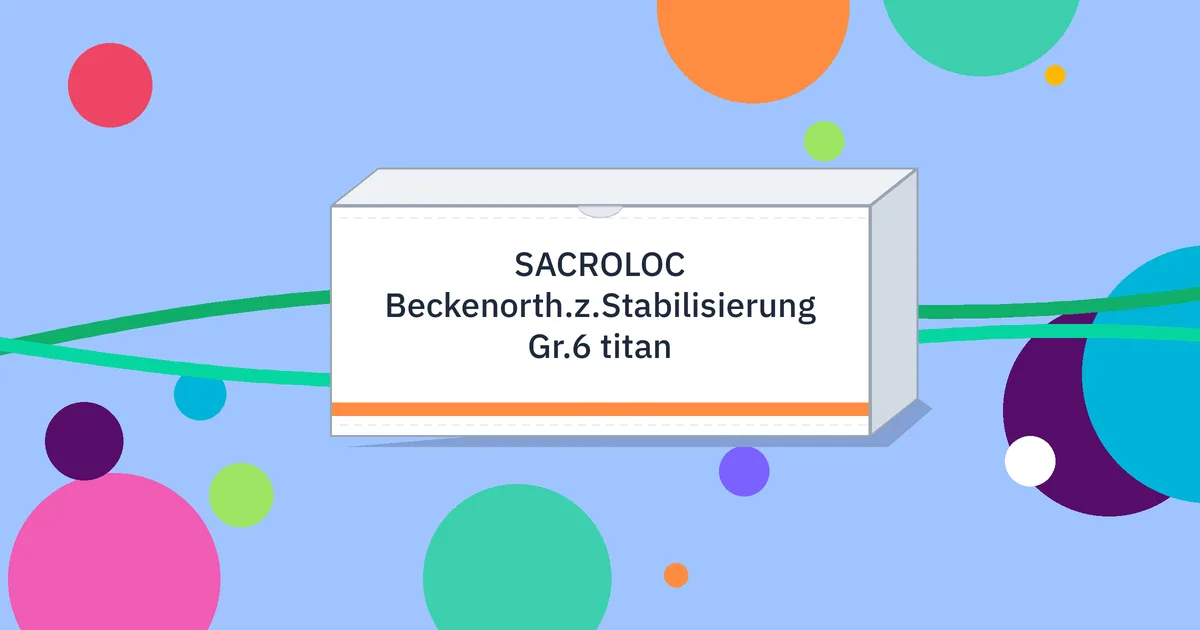 Symbolbild: Packung mit der Aufschrift SACROLOC Beckenorth.z.Stabilisierung Gr.6 titan (PZN 13852006) – Verfügbarkeit und Bezug in Apotheken in Frankfurt am Main