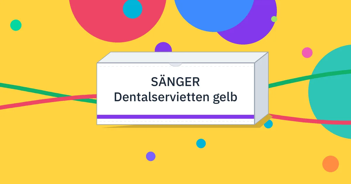 Symbolbild: Packung mit der Aufschrift SÄNGER Dentalservietten gelb (PZN 00774144) – Verfügbarkeit und Bezug in Apotheken in Frankfurt am Main