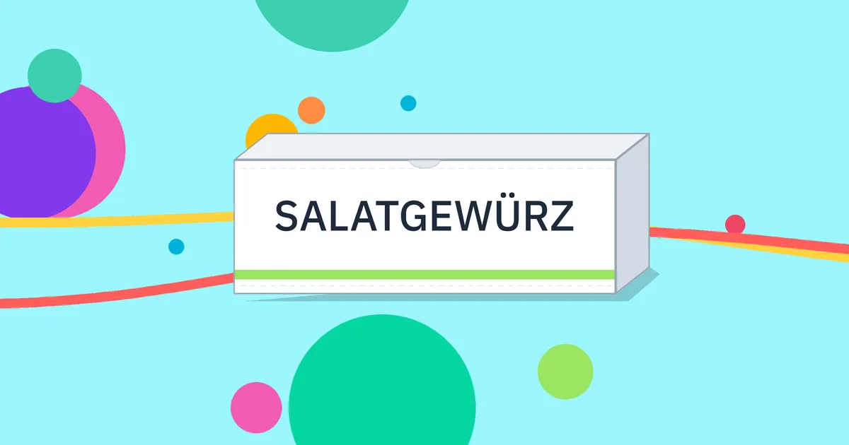 Symbolbild: Packung mit der Aufschrift SALATGEWÜRZ (PZN 01839199) – Verfügbarkeit und Bezug in Apotheken in Frankfurt am Main
