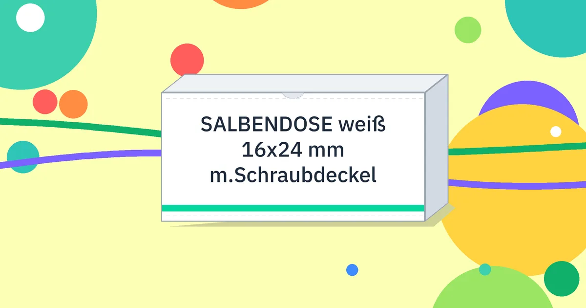 Symbolbild: Packung mit der Aufschrift SALBENDOSE weiß 16x24 mm m.Schraubdeckel (PZN 10402142) – Verfügbarkeit und Bezug in Apotheken in Frankfurt am Main