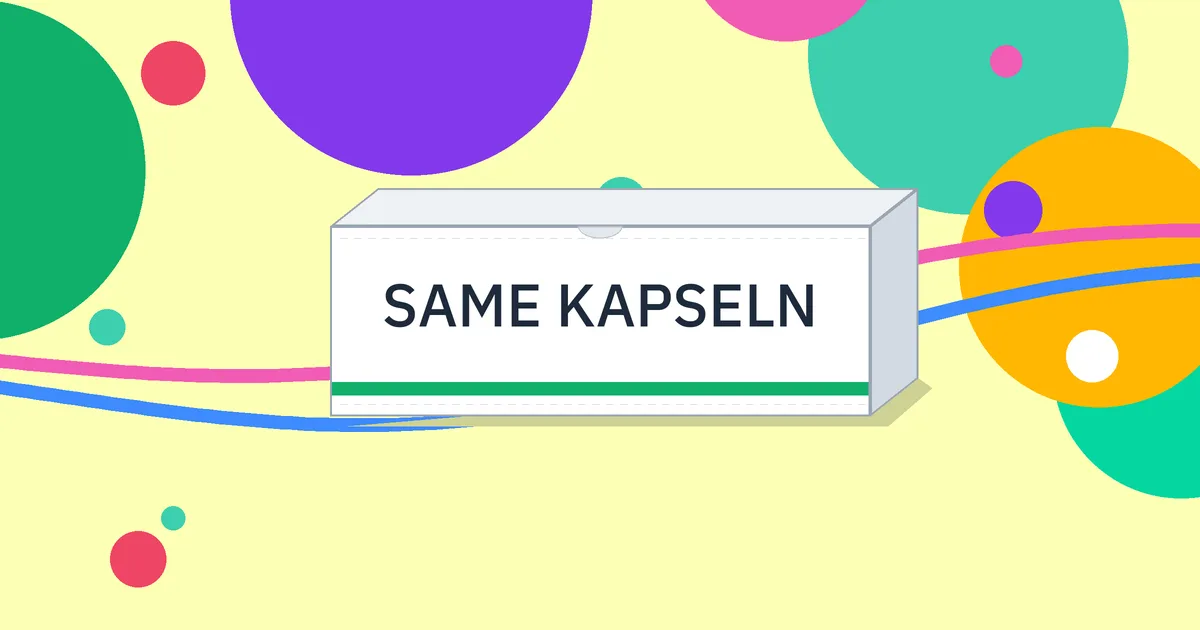 Symbolbild: Packung mit der Aufschrift SAME KAPSELN (PZN 16044413) – Verfügbarkeit und Bezug in Apotheken in Frankfurt am Main
