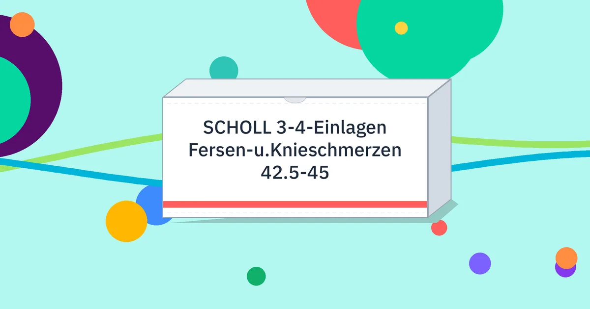 Symbolbild: Packung mit der Aufschrift SCHOLL 3-4-Einlagen Fersen-u.Knieschmerzen 42.5-45 (PZN 16388035) – Verfügbarkeit und Bezug in Apotheken in Frankfurt am Main